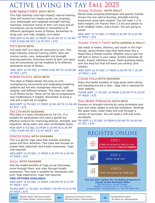 Sports and Recreation Programs - Tay Township