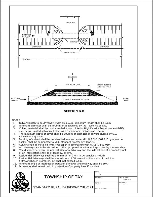 Driveways, Entrances and Culverts - Tay Township