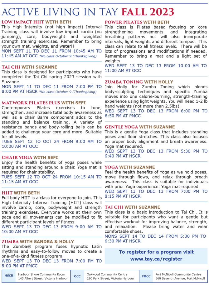 Sports and Recreation Programs - Tay Township