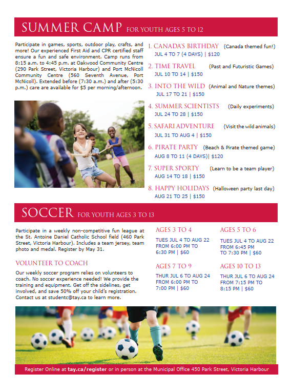 Sports and Recreation Programs - Tay Township